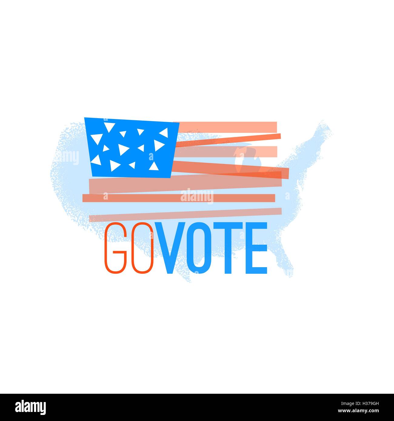 Go vote illustration primitive flag on grungy US map background for ...