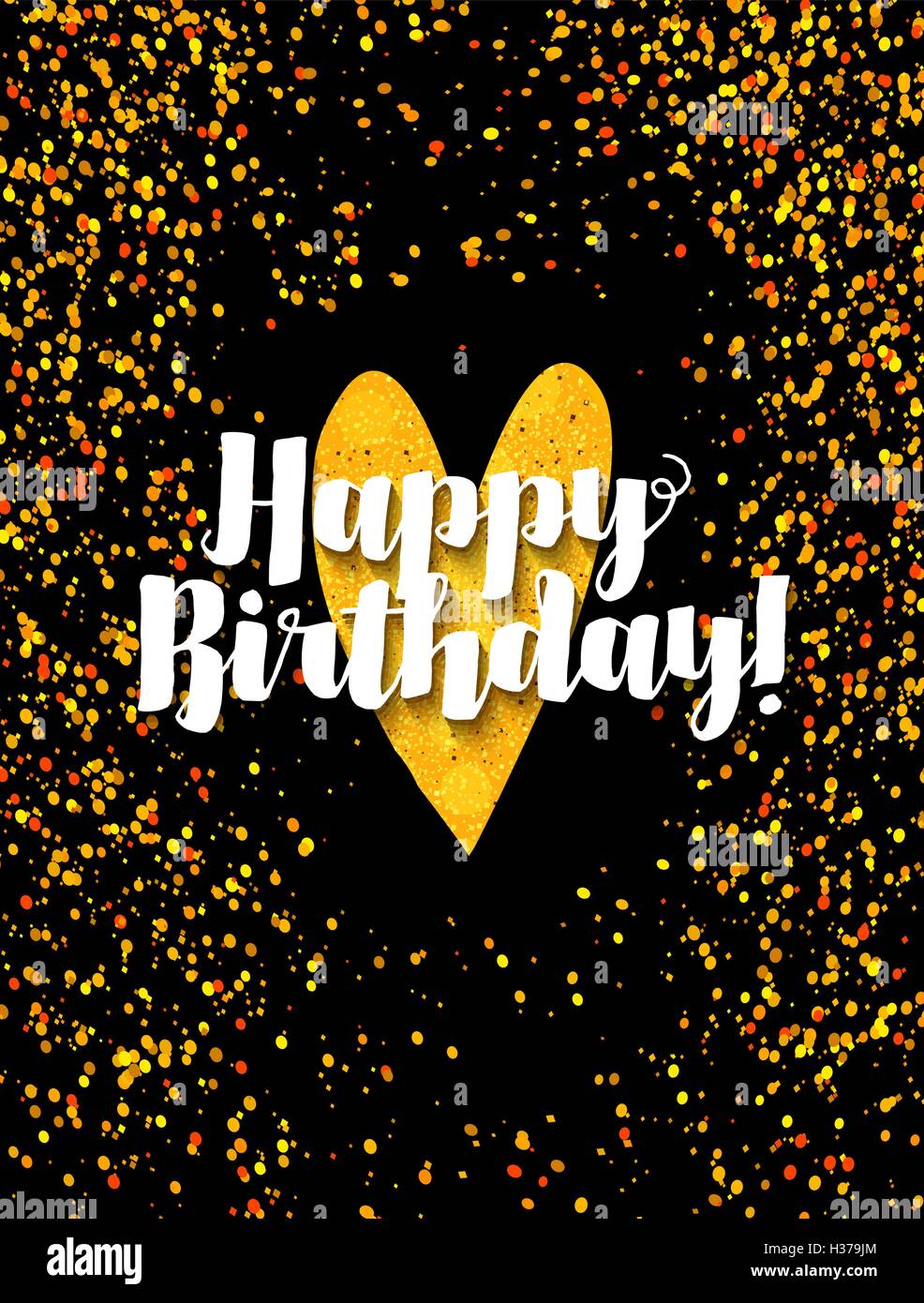 Dark happy birthday card with scattered golden glitter Stock Vector ...