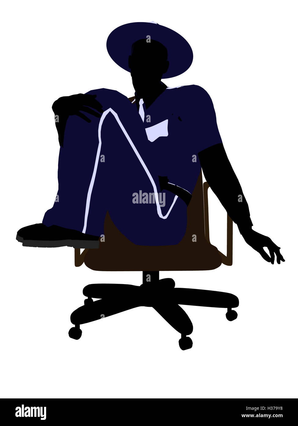 Male Police Officer Sitting In A Chair Illustration Silhouette Stock ...