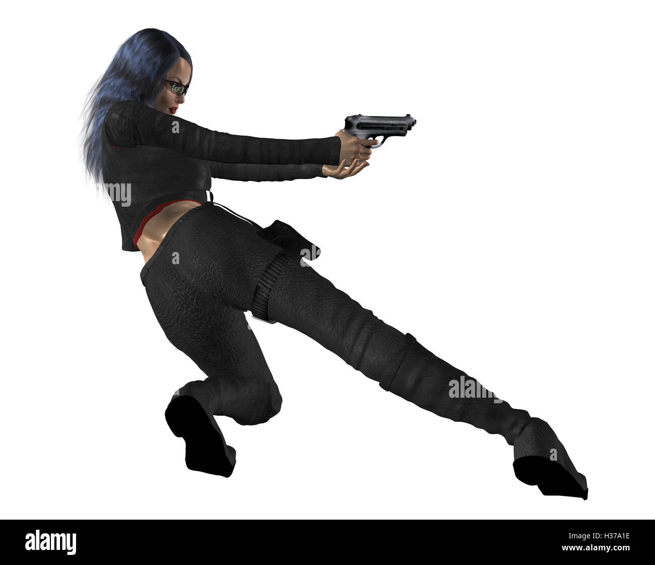 Woman and holding gun and is Cut Out Stock Images & Pictures - Alamy