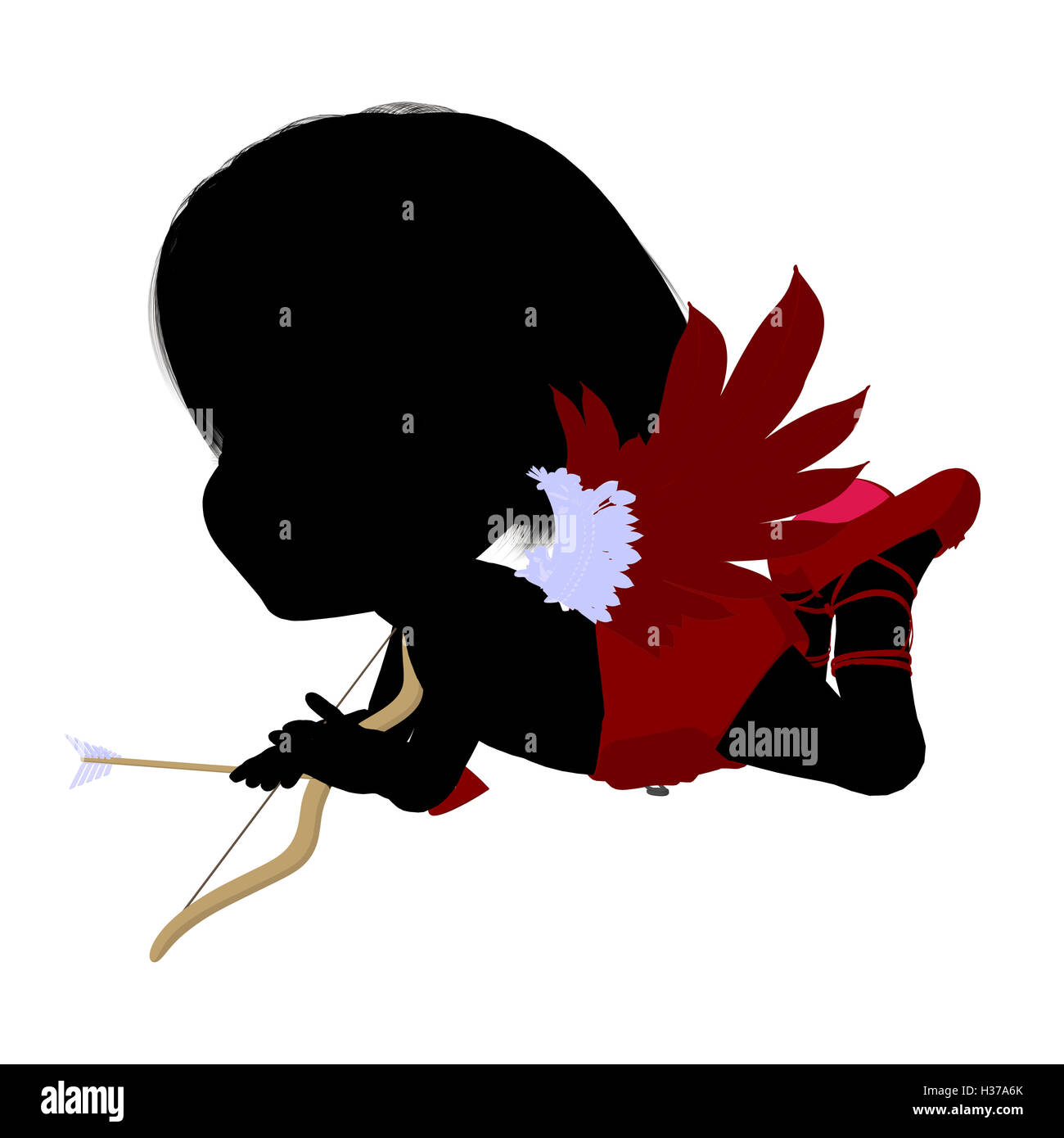Little Cupid Girl Illustration Silhouette Stock Photo - Alamy