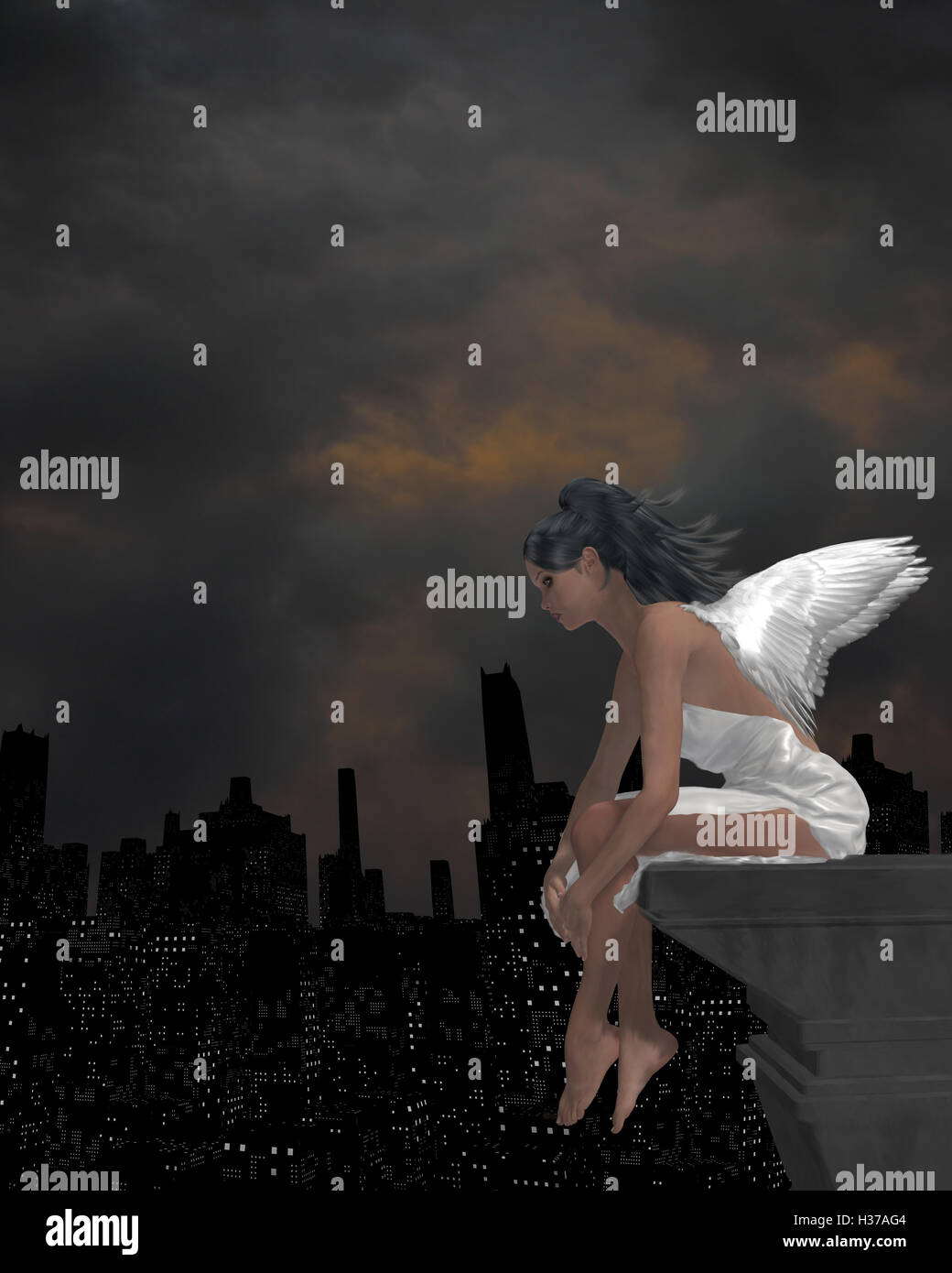 Angel On A Ledge Stock Photo - Alamy