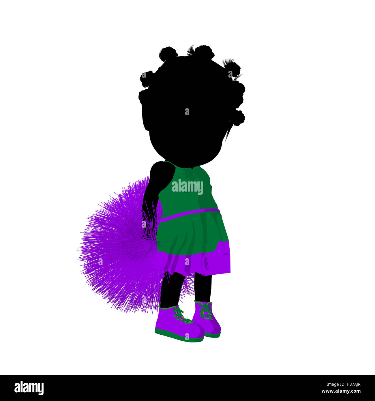 Little African American Cheer Girl Illustration Silhouette Stock Photo ...