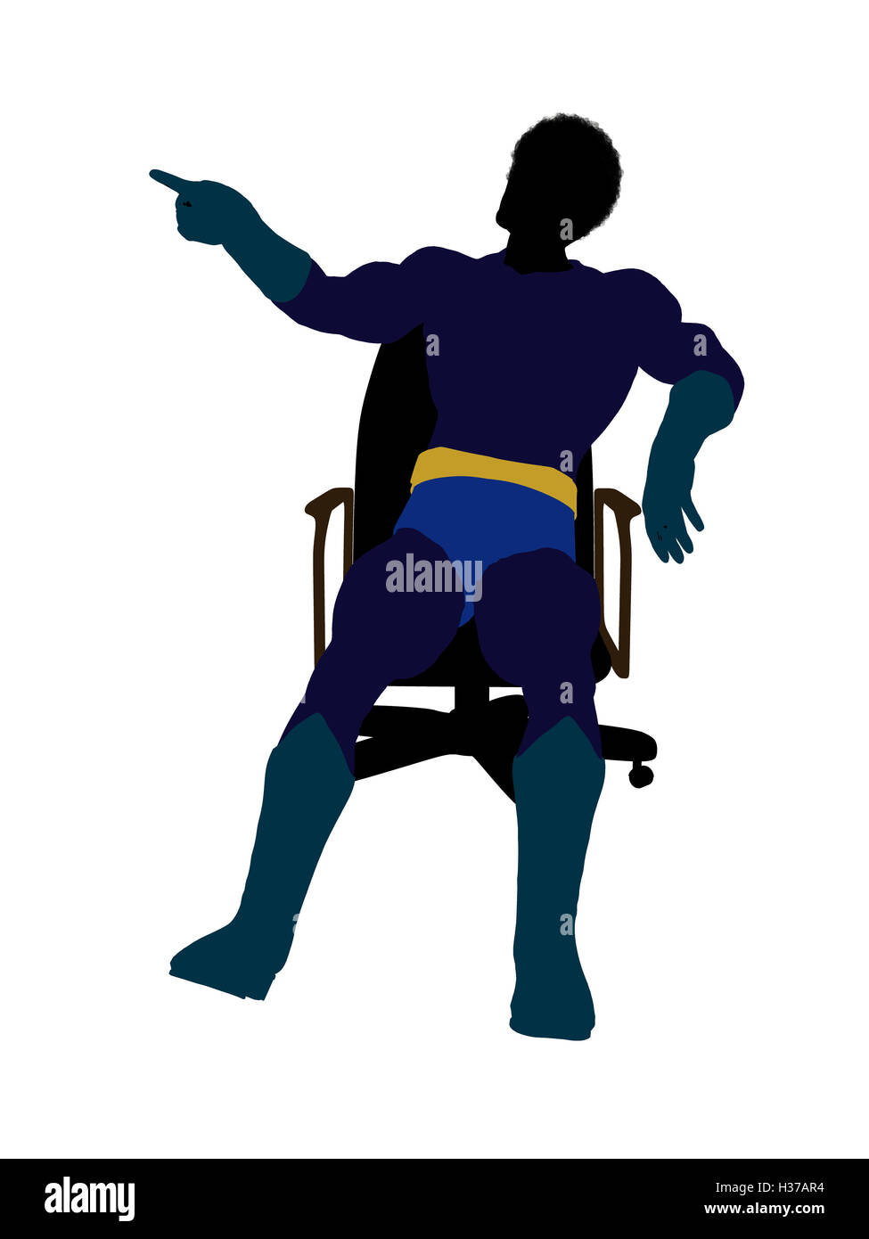African American Male Super Hero Sitting On A Chair Illustration ...