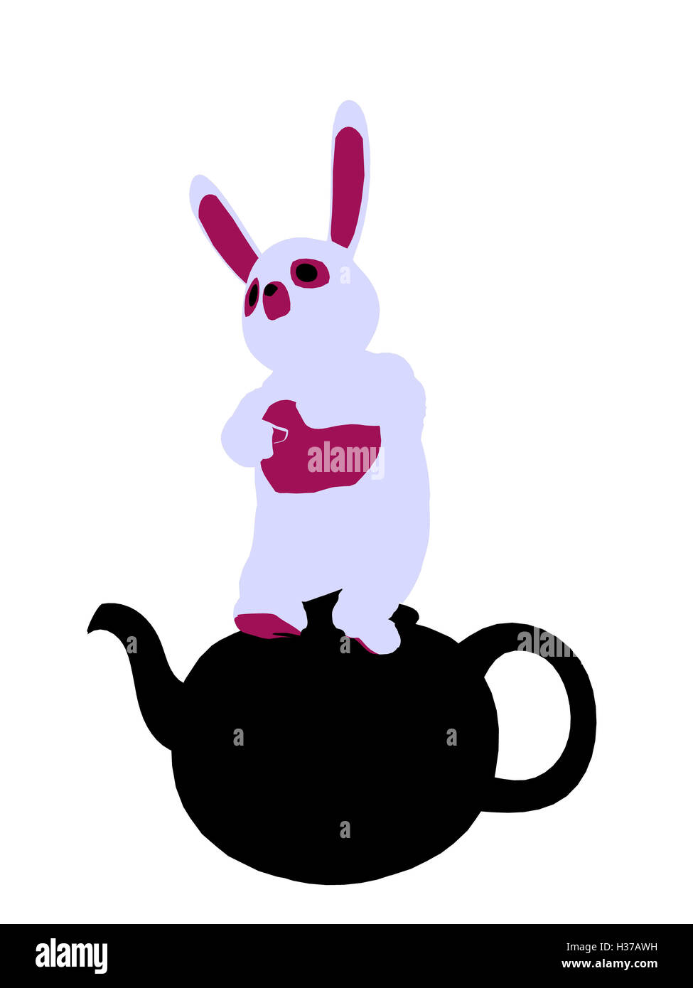 White Rabbit Silhouette Illustration Stock Photo - Alamy