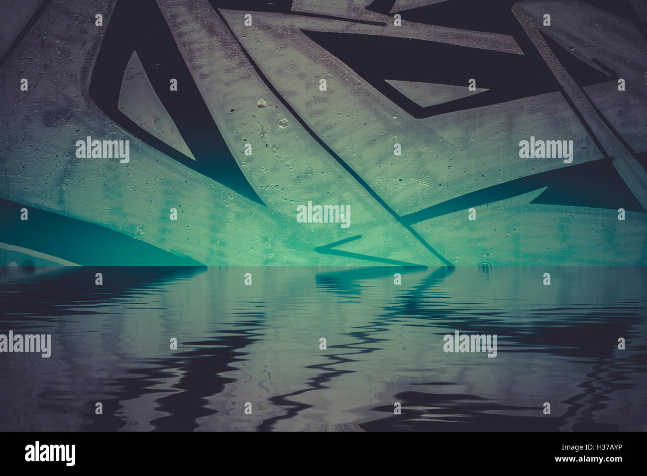 Abstract colorful graffiti reflection in the water Stock Photo - Alamy