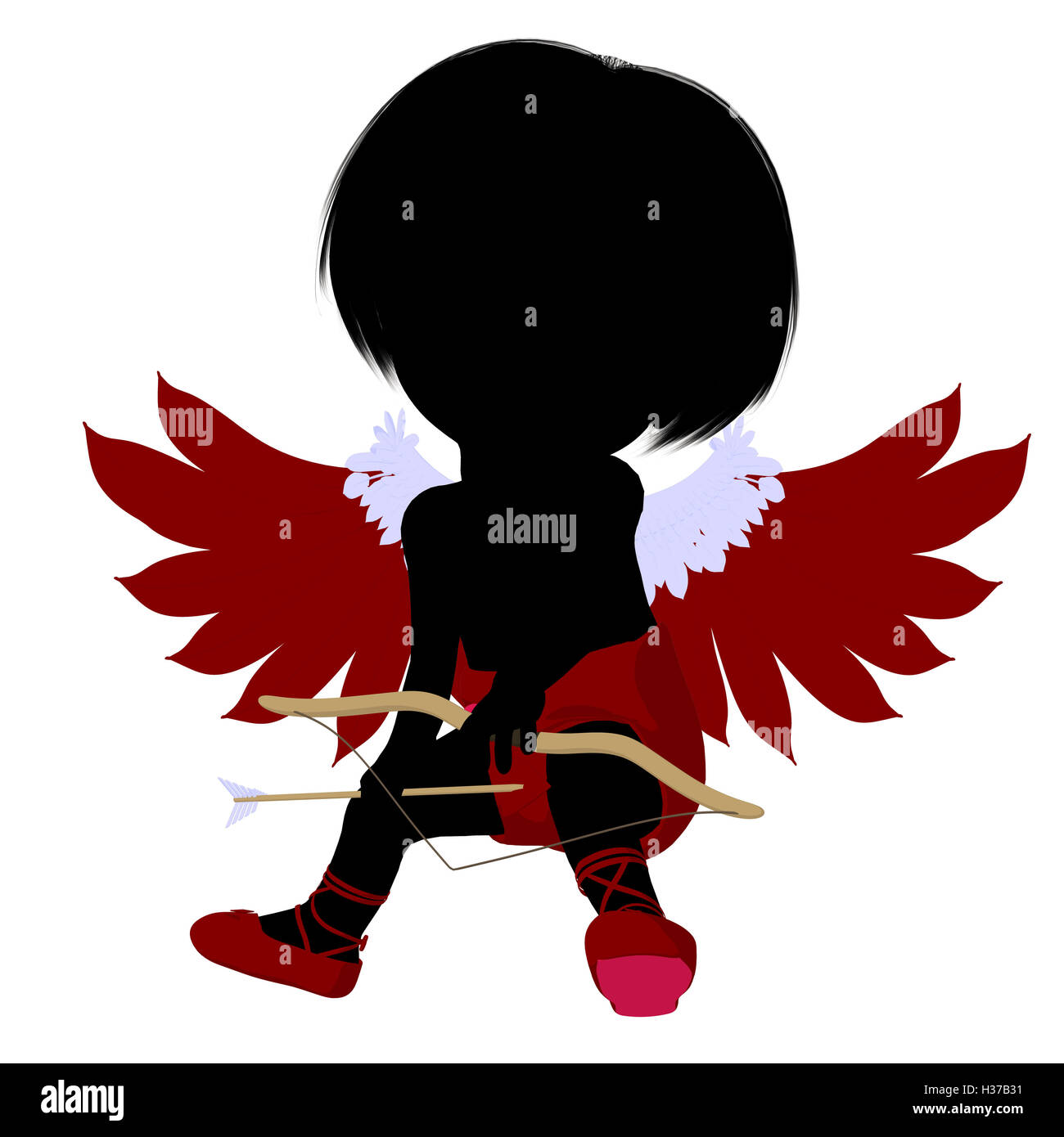 Little Cupid Girl Illustration Silhouette Stock Photo - Alamy