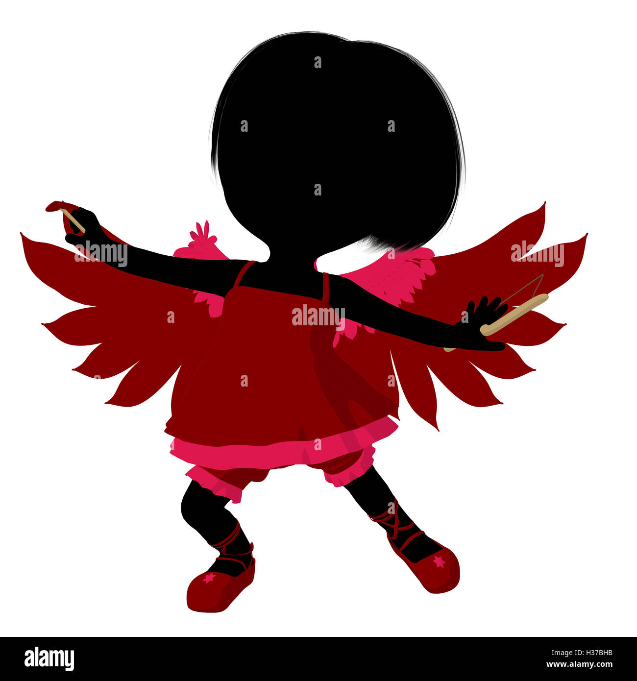 Little Cupid Girl Illustration Silhouette Stock Photo - Alamy