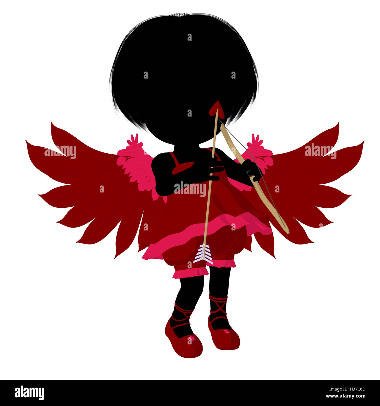 Little Cupid Girl Illustration Silhouette Stock Photo - Alamy