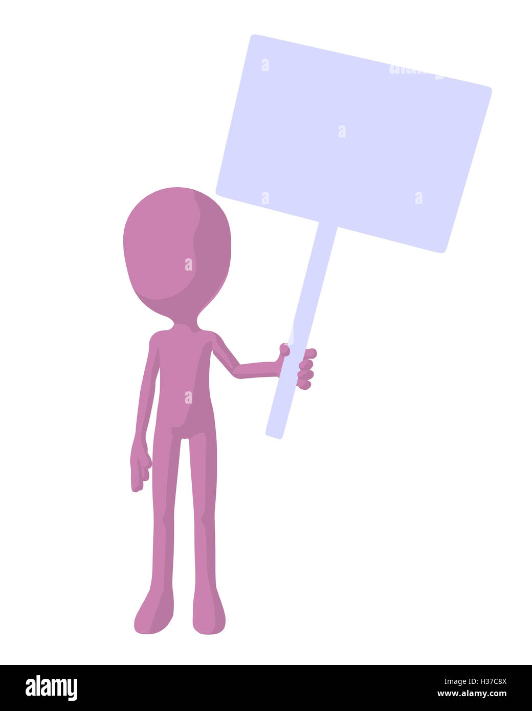Cute Pink Silhouette Guy Holding A Blank Sign Stock Photo - Alamy