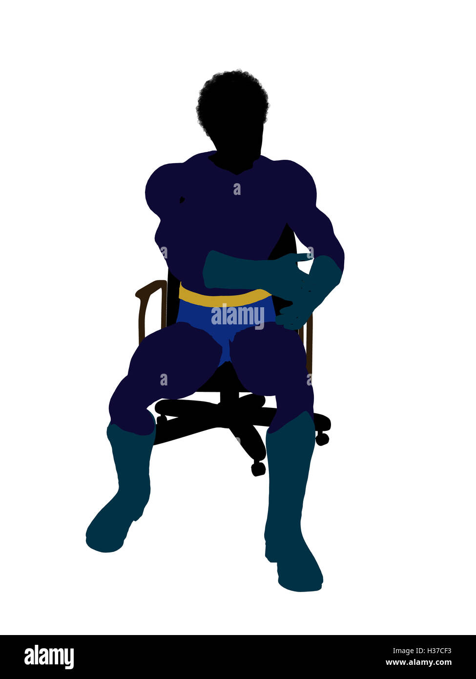 African American Male Super Hero Sitting On A Chair Illustration ...