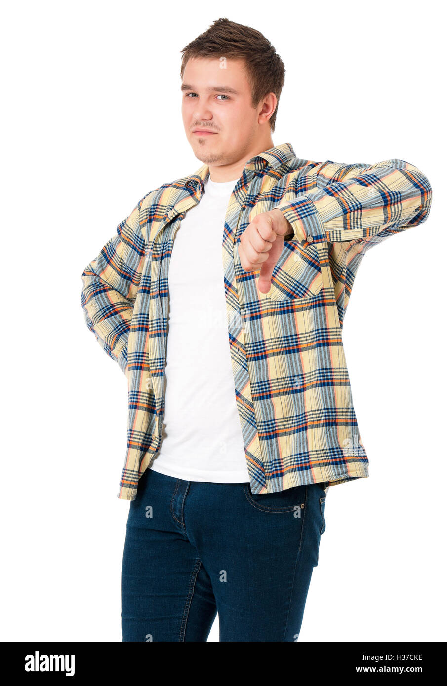 Man making the thumb down sign Stock Photo - Alamy