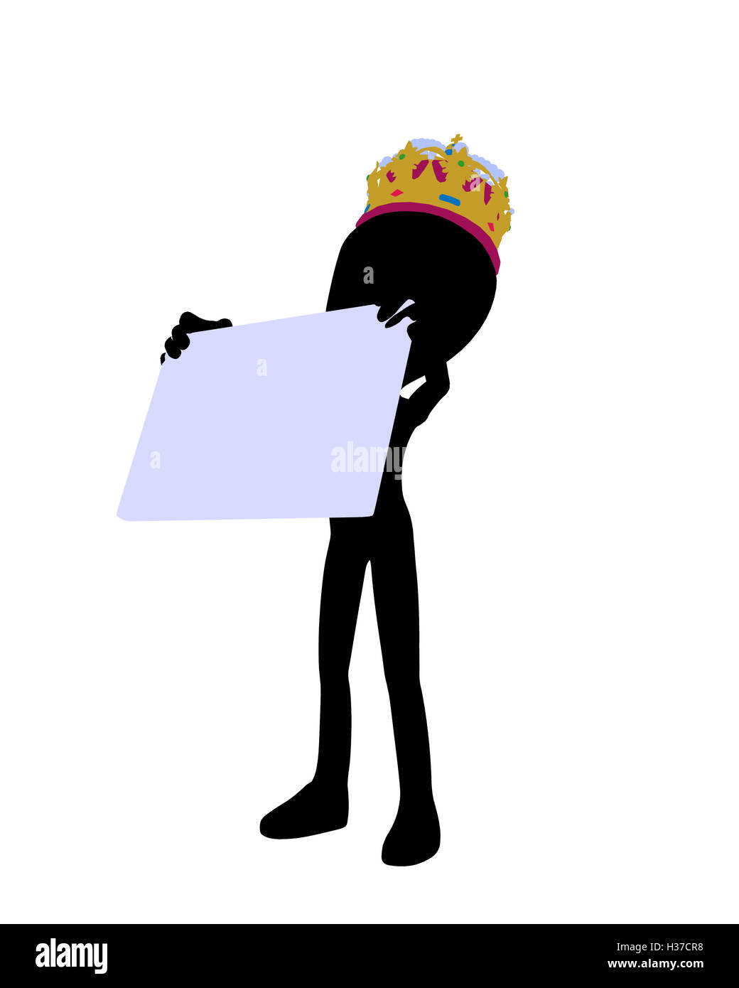 Cute Black Silhouette King Guy Holding a Blank Business Card Stock ...