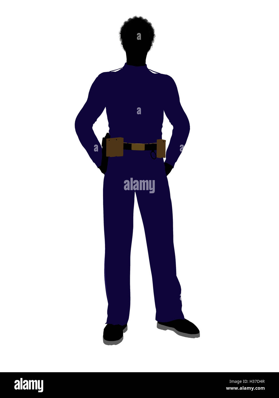 African American Male Police Officer Art Illustration Silhouette Stock ...