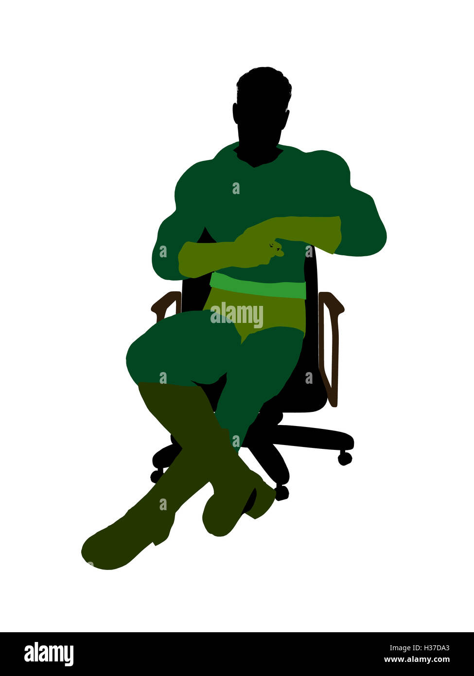 Male Super Hero Sitting On A Chair Illustration Silhouette Stock Photo ...
