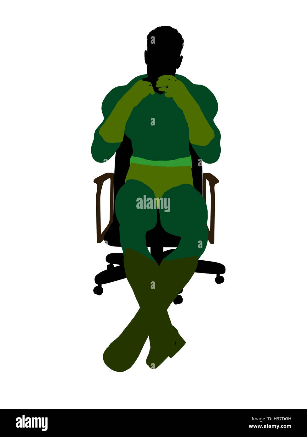 Male Super Hero Sitting On A Chair Illustration Silhouette Stock Photo ...