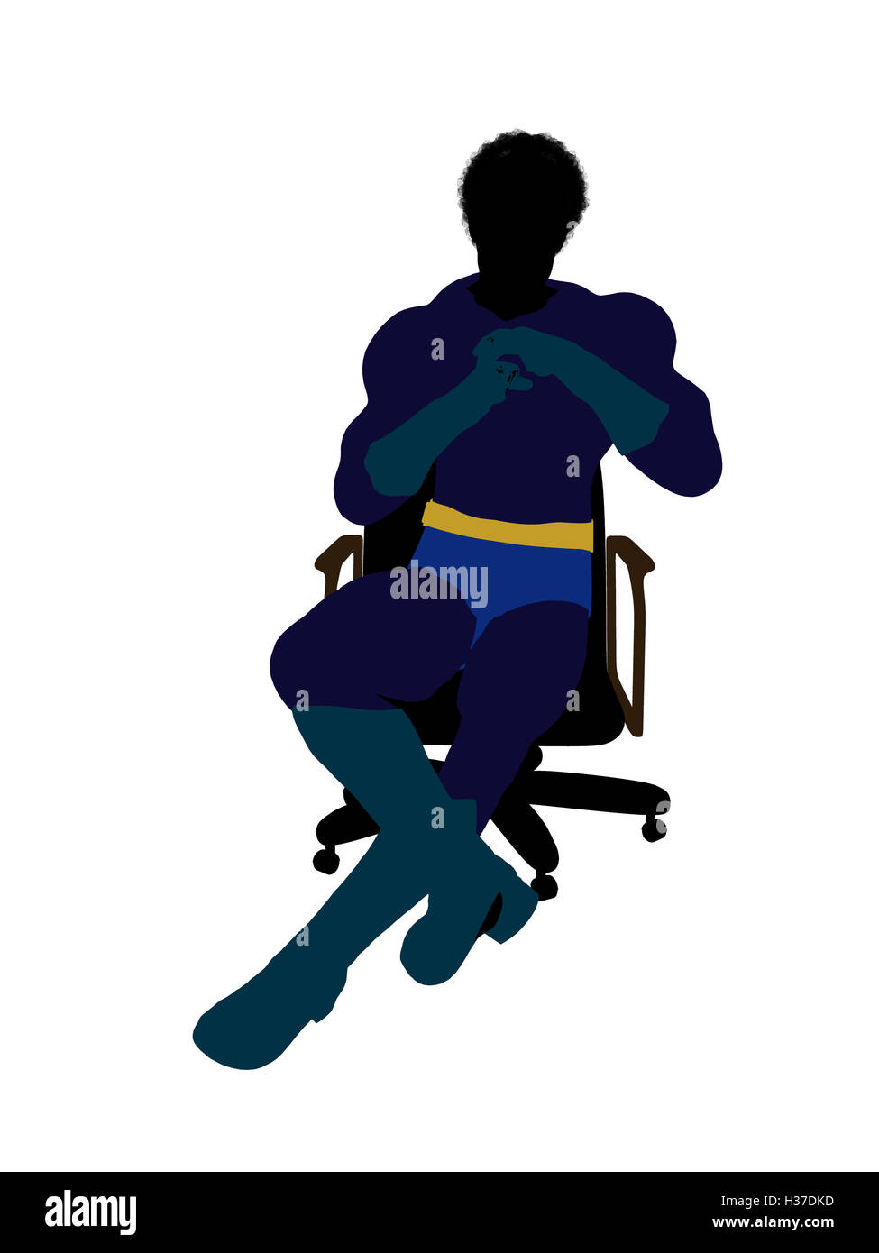 African American Male Super Hero Sitting On A Chair Illustration ...