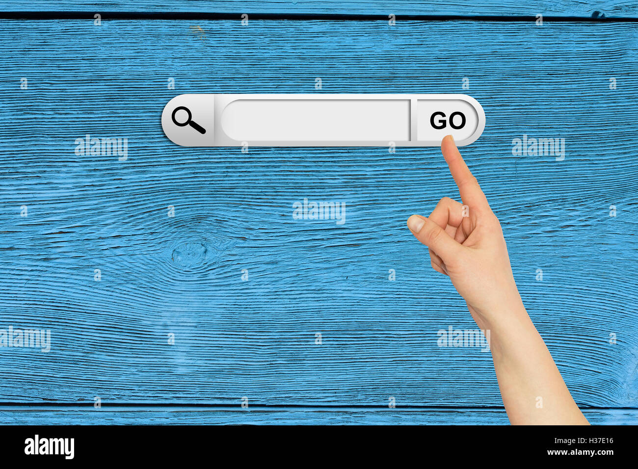 Human hand indicates the search bar in browser Stock Photo - Alamy