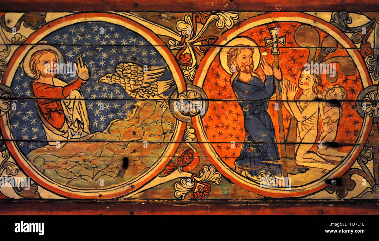 Norway. Al, Hallingdal. Painting of stave church. Medieval. 13th ... Norway. Al, Hallingdal. Painting of stave church. Medieval. 13th ...