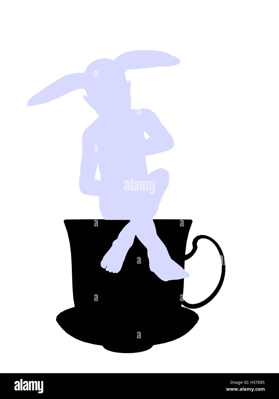 White Rabbit Silhouette Illustration Stock Photo - Alamy