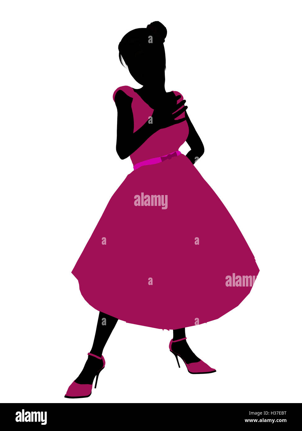 Prom Girl Illustration Silhouette Stock Photo - Alamy