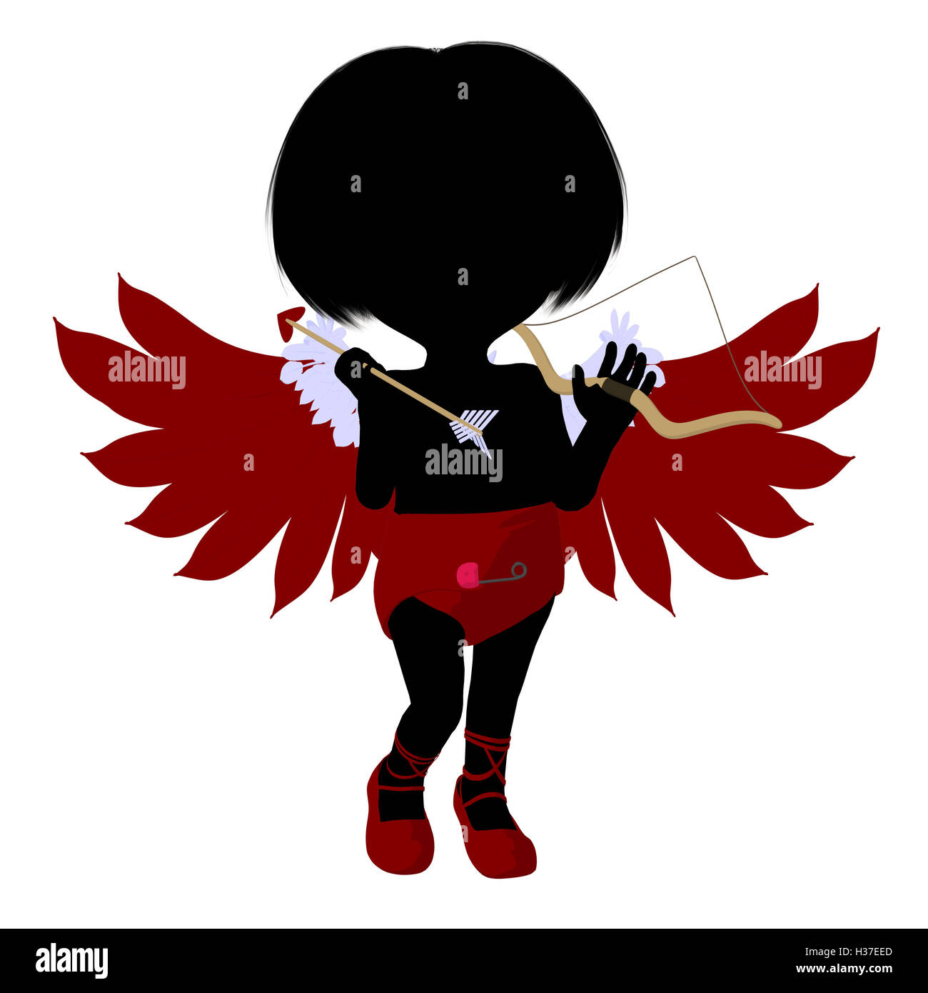 Little Cupid Girl Illustration Silhouette Stock Photo - Alamy