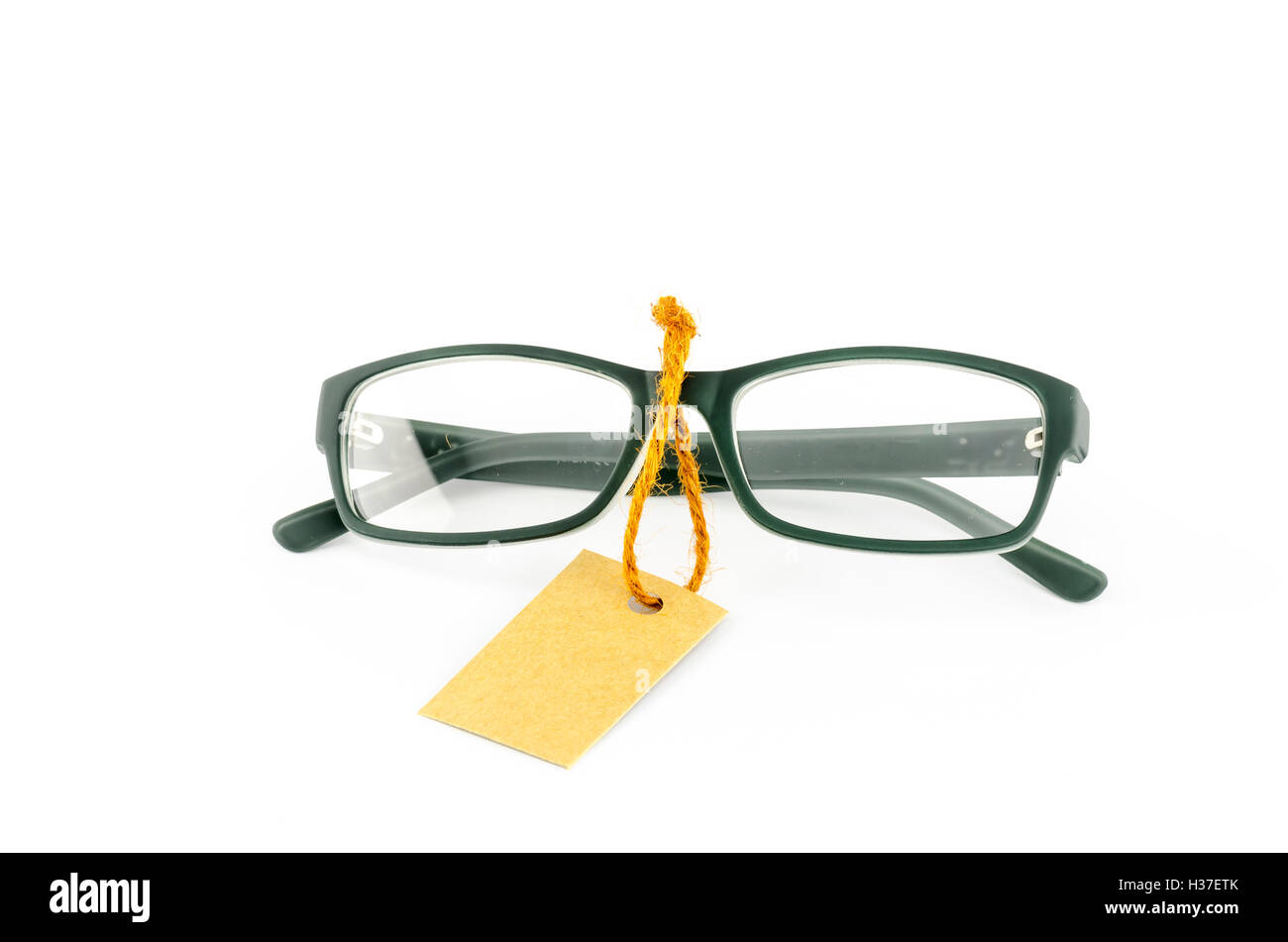 glasses and cost tag Stock Photo - Alamy