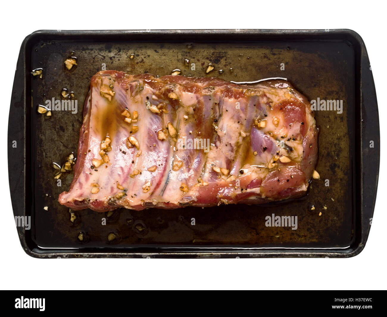 rack of rustic raw marined pork rib Stock Photo - Alamy