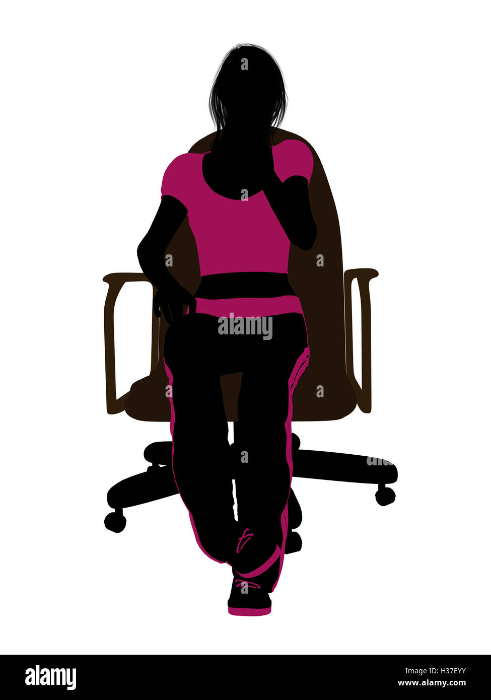 Female Workout Sitting On A Chair Silhouette Stock Photo - Alamy