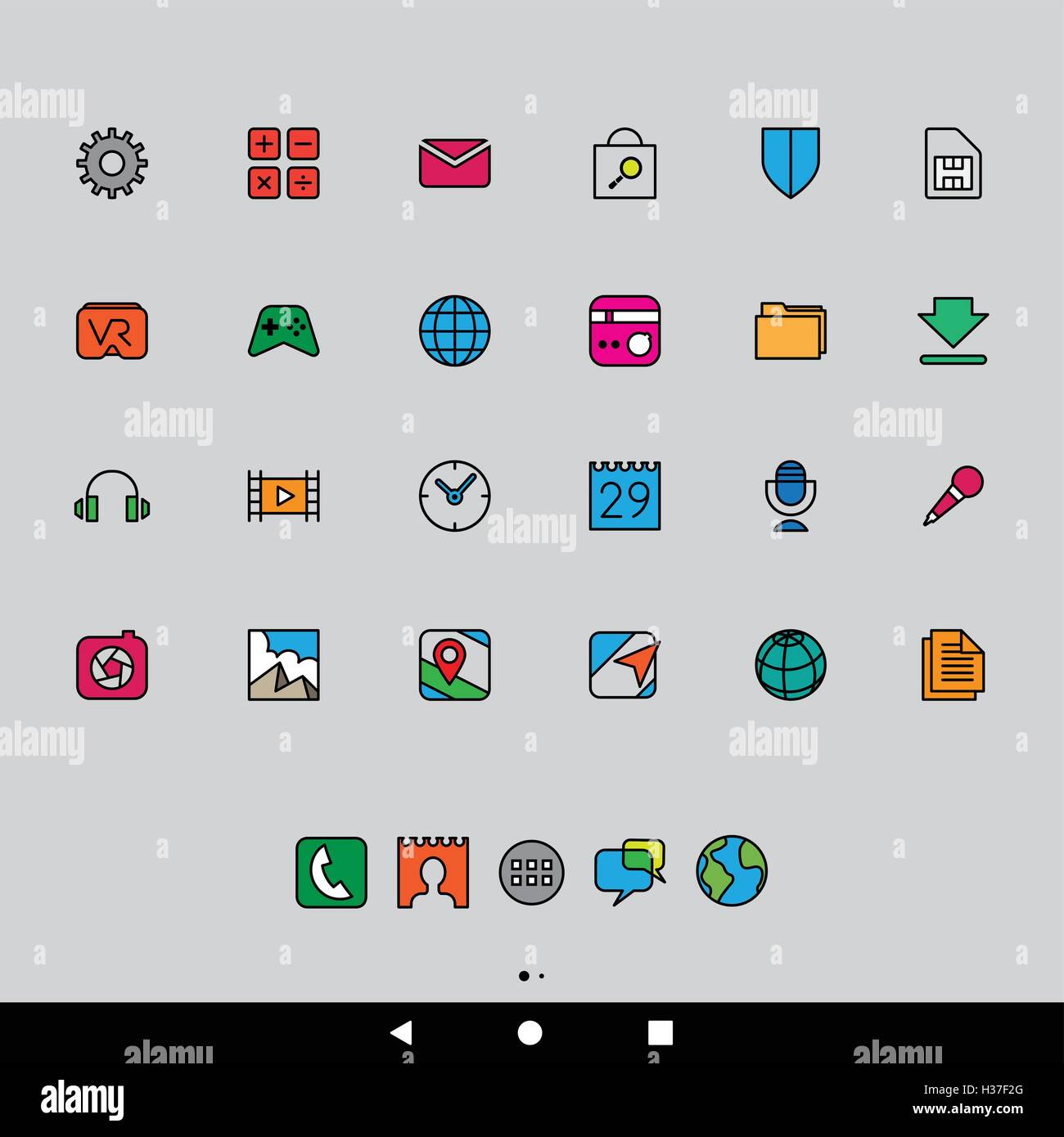 Vector Illustration of Cartoon Smartphone Apps and User Interface Icons ...