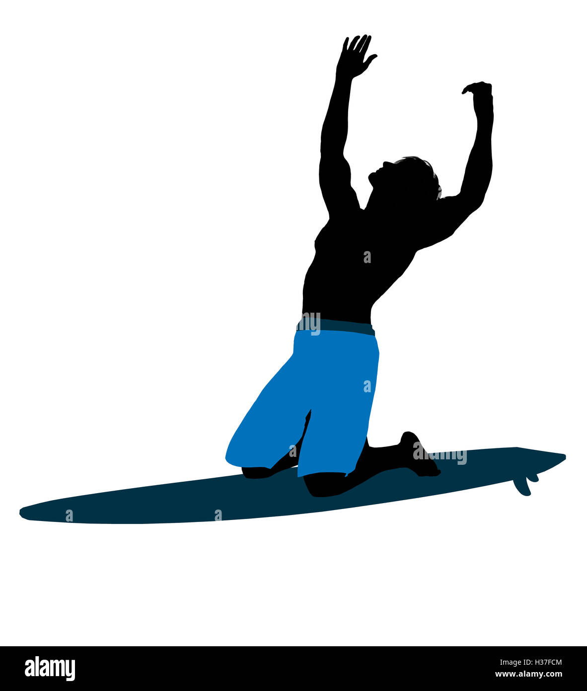 Surfer Silhouette Illustration Stock Photo - Alamy