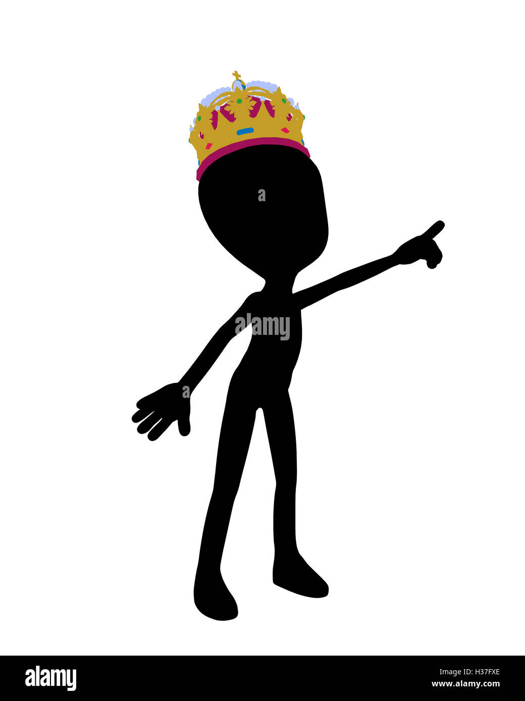 Cute Black Silhouette King Guy Stock Photo - Alamy