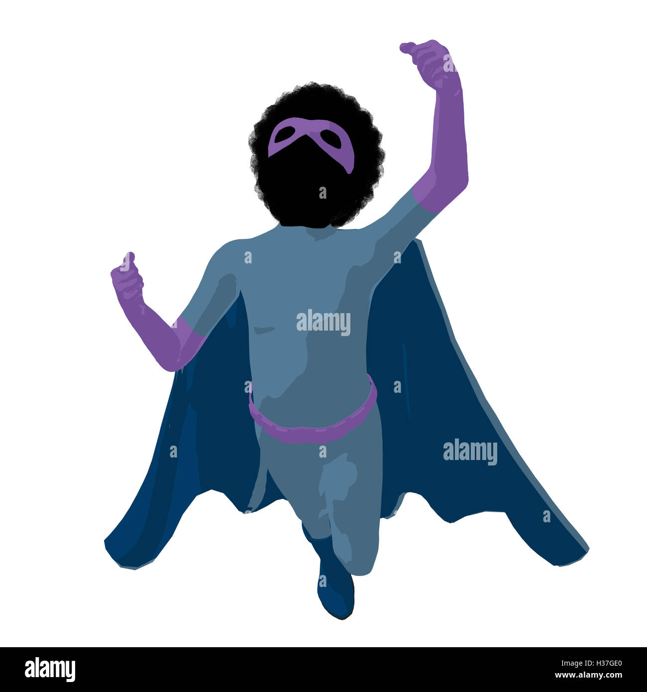 African American Super Hero Boyl Illustration Silhouette Stock Photo ...
