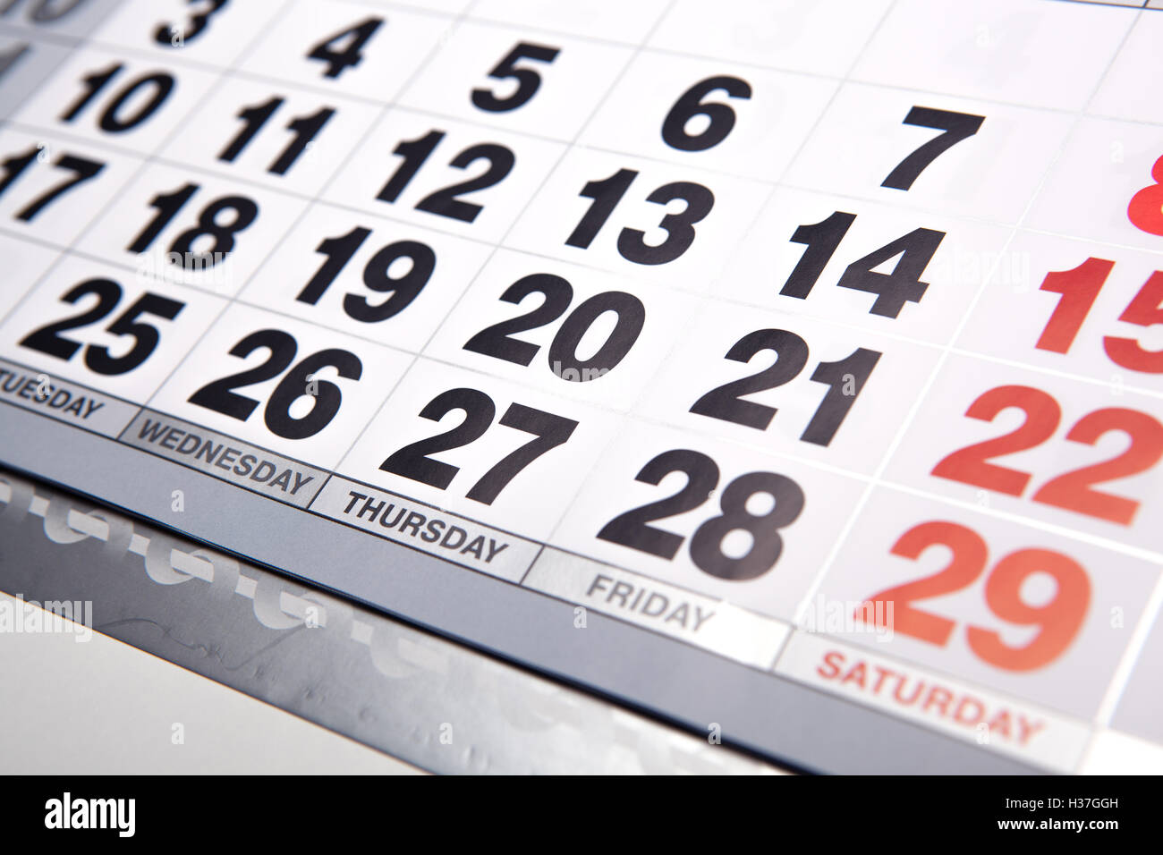 Days of the week calendar hi-res stock photography and images - Alamy