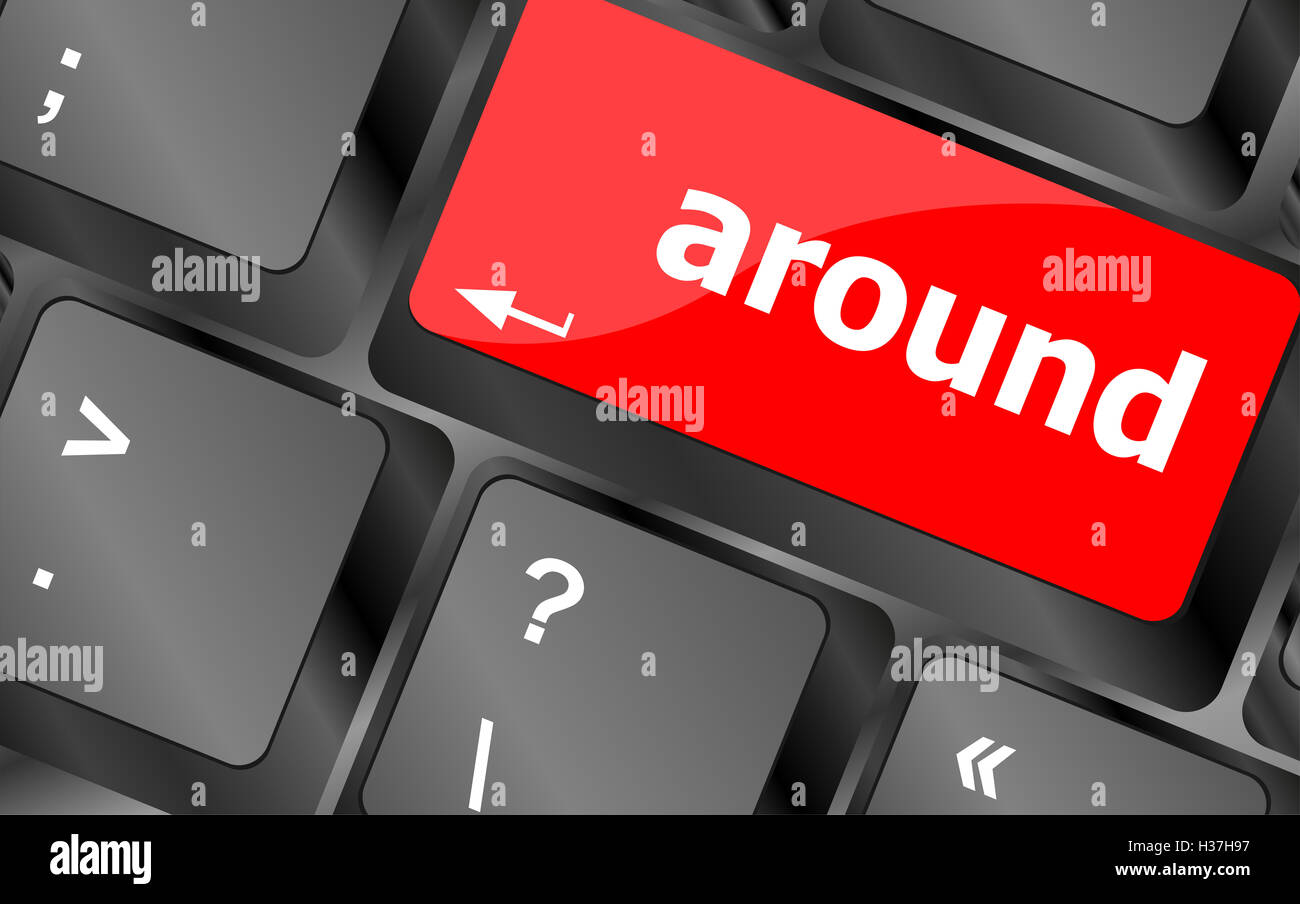 Keyboard with enter button, around word on it Stock Photo - Alamy