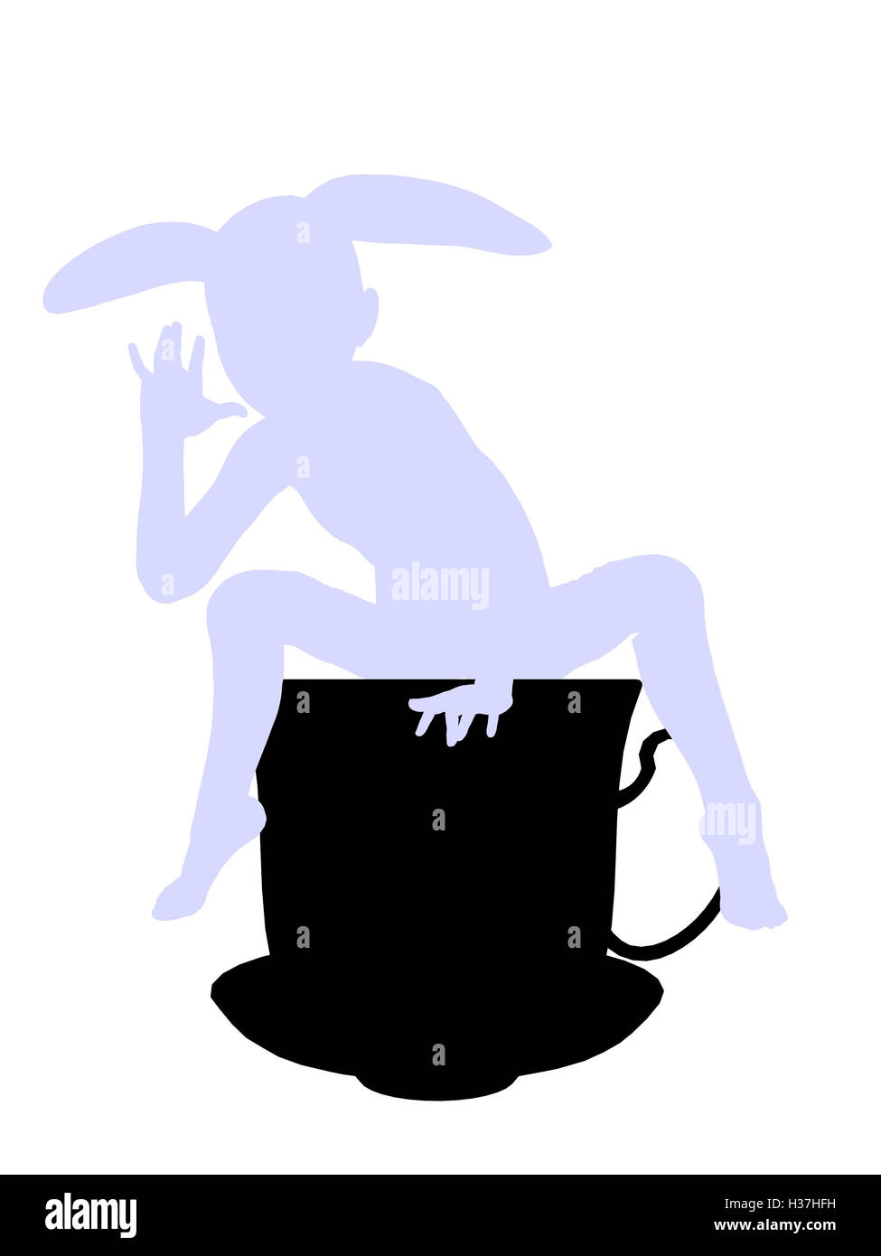 White Rabbit Silhouette Illustration Stock Photo - Alamy