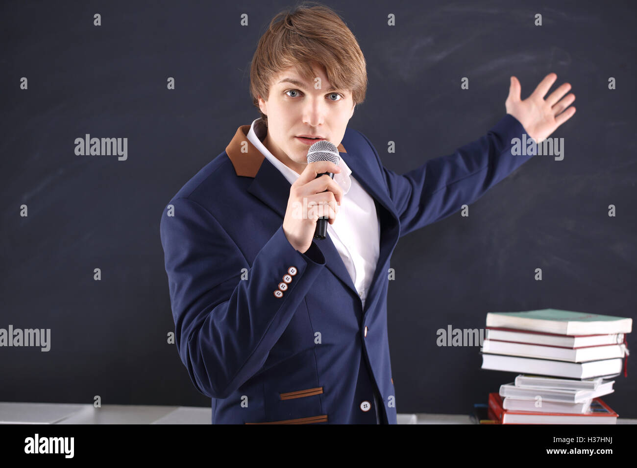 College student speaker microphone hi-res stock photography and images ...