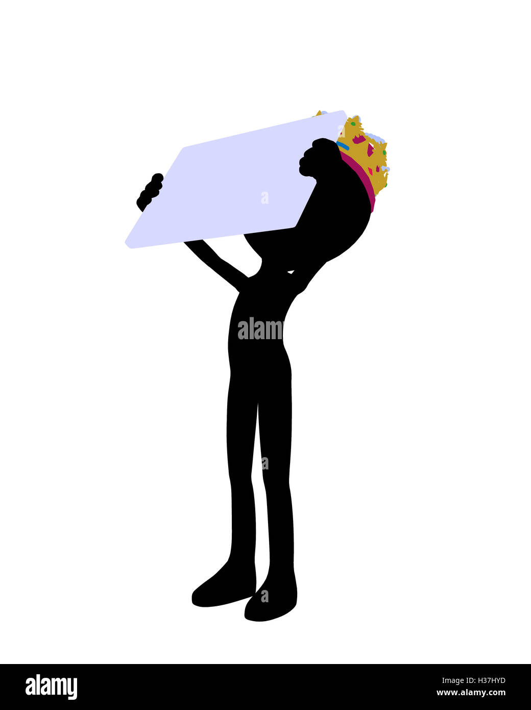 Cute Black Silhouette King Guy Holding a Blank Business Card Stock ...