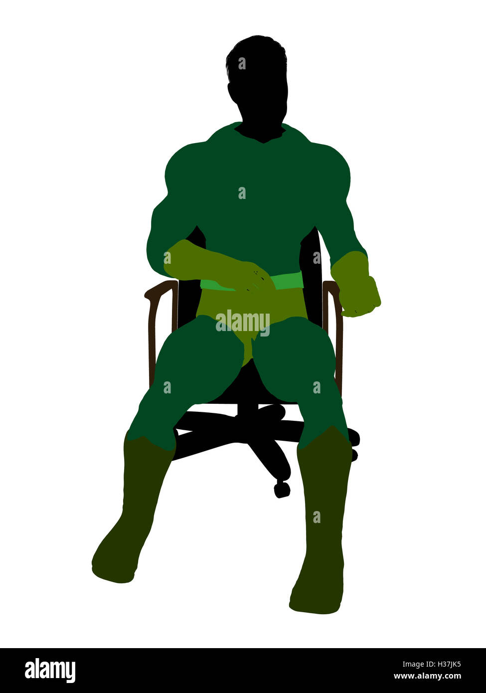 Male Super Hero Sitting On A Chair Illustration Silhouette Stock Photo ...