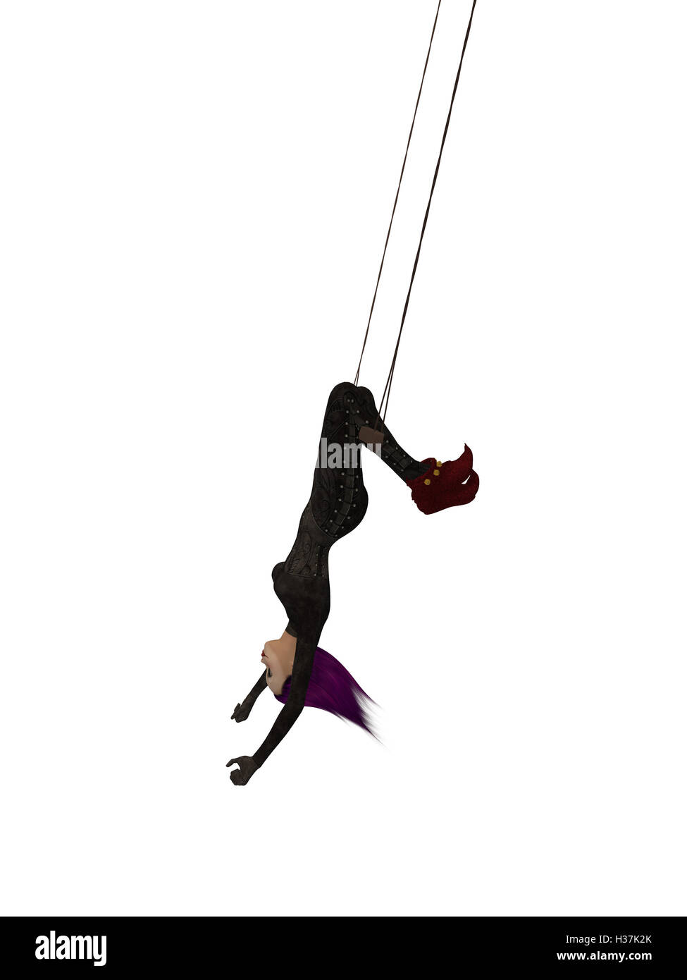 Clown Hanging Upside Down On A Trapeze Stock Photo - Alamy