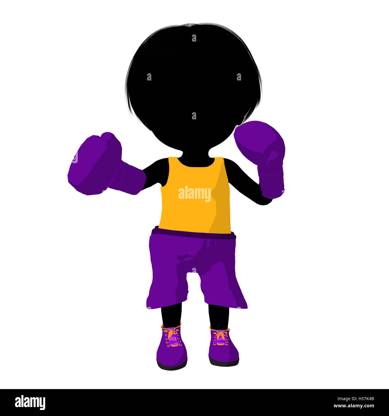 Little Boxer Girl Illustration Silhouette Stock Photo - Alamy