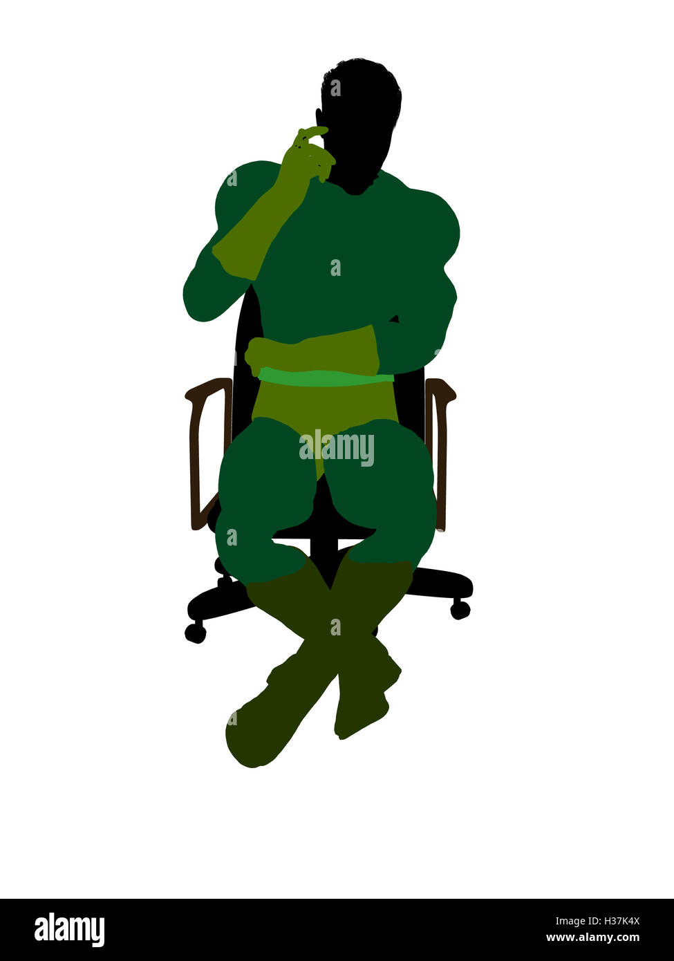 Male Super Hero Sitting On A Chair Illustration Silhouette Stock Photo ...
