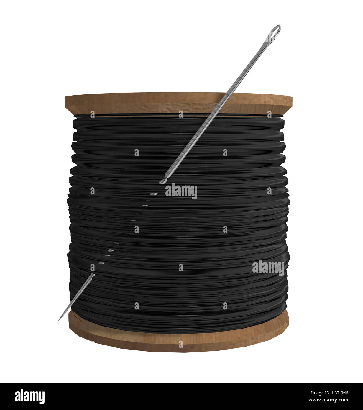 Thread Spool With Needle Stock Photo - Alamy