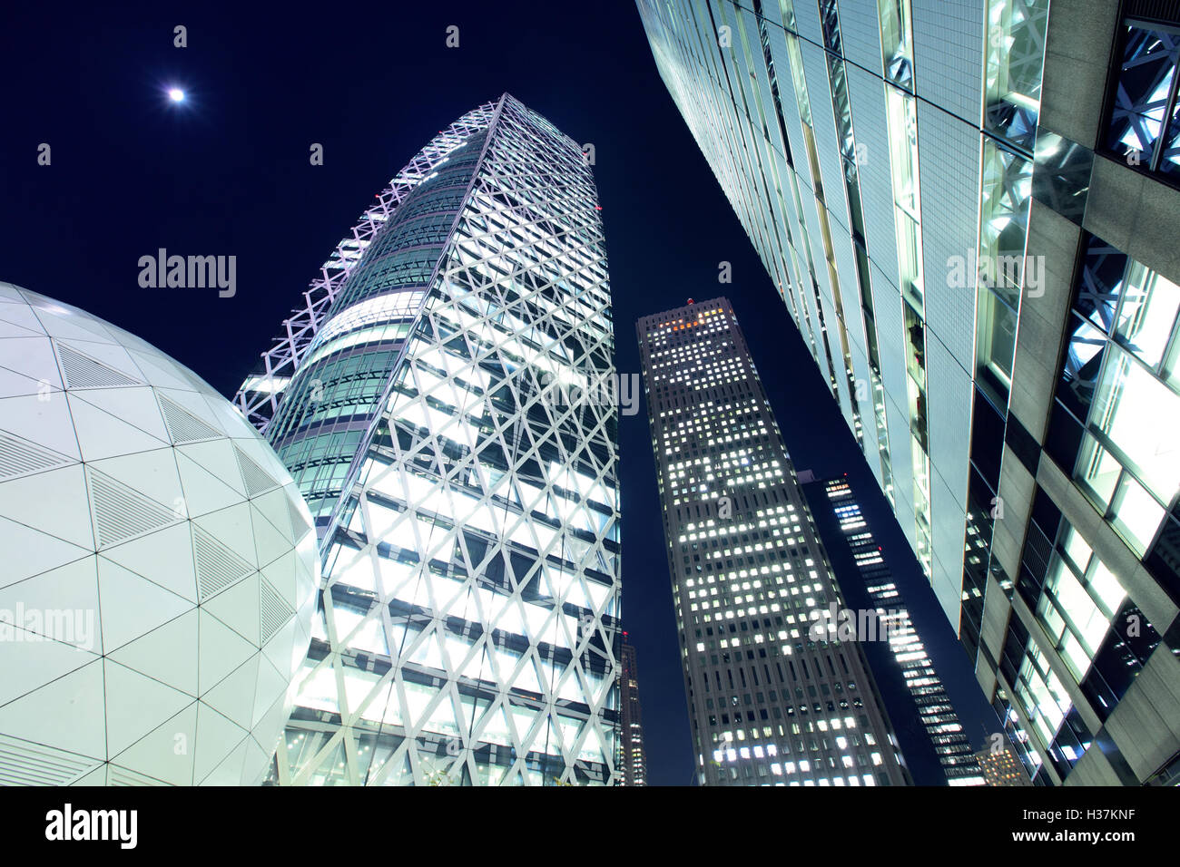 Skyscraper to sky at night Stock Photo - Alamy