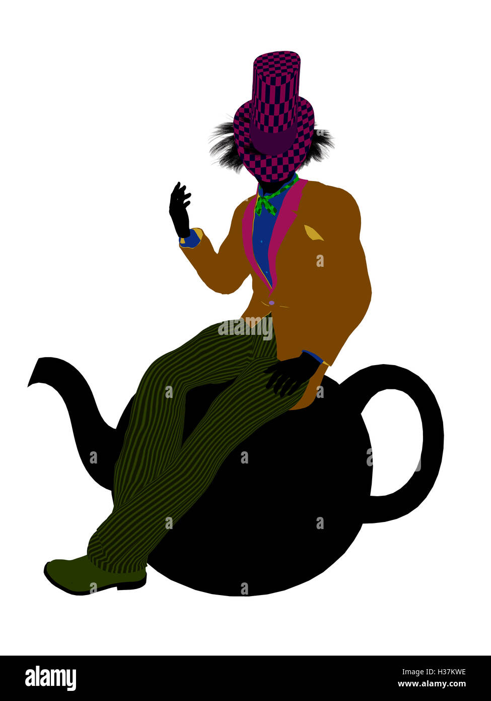 MadHatter Silhouette Illustration Stock Photo - Alamy