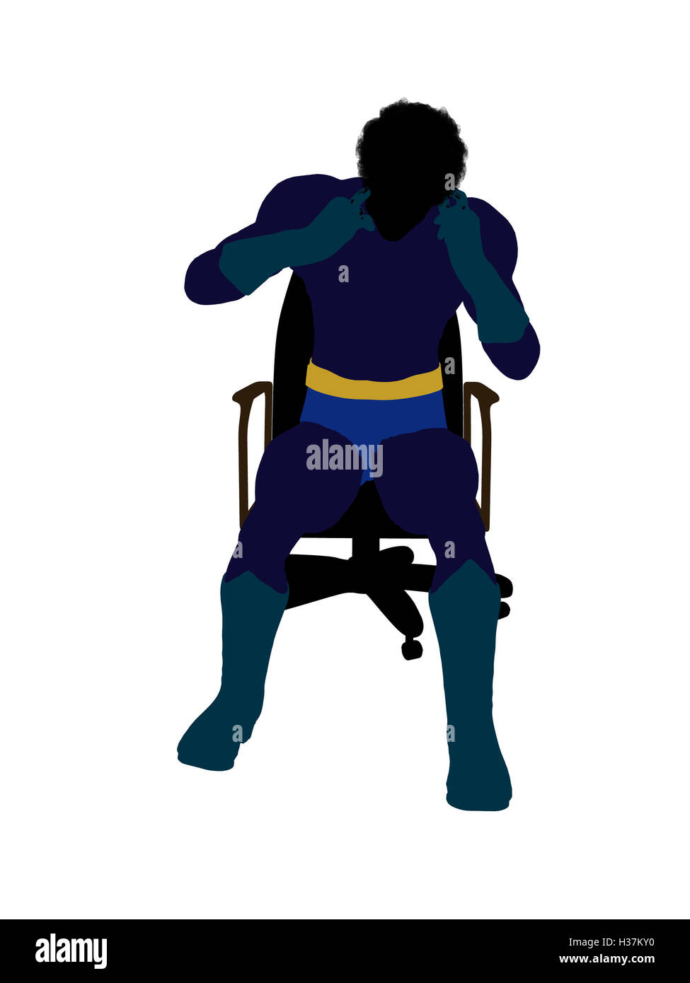 African American Male Super Hero Sitting On A Chair Illustration ...