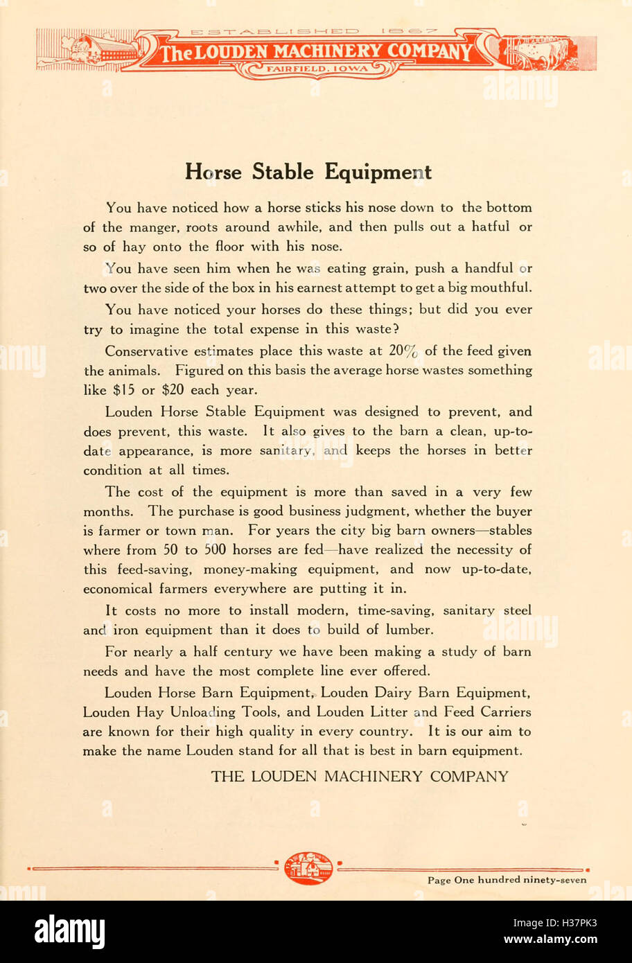 A detailed catalog of farming and barn equipment, focusing on tools for ...