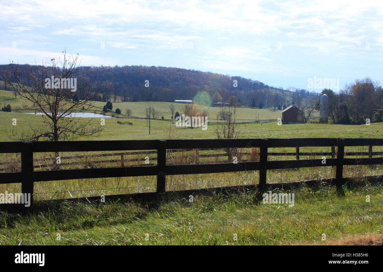 View of farm property in rural Virginia, USA, in fall time Stock Photo ...