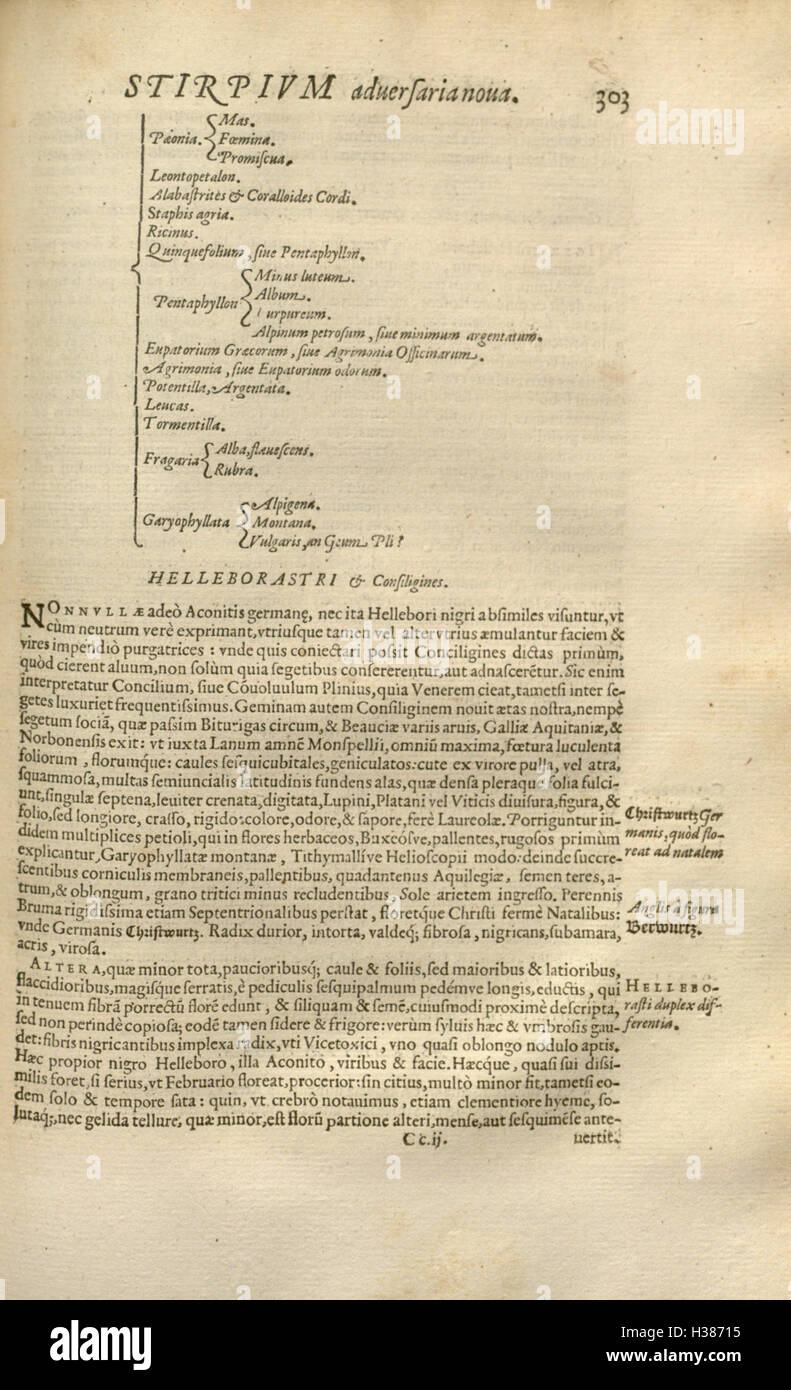 This Latin text details the history and classification of plants ...