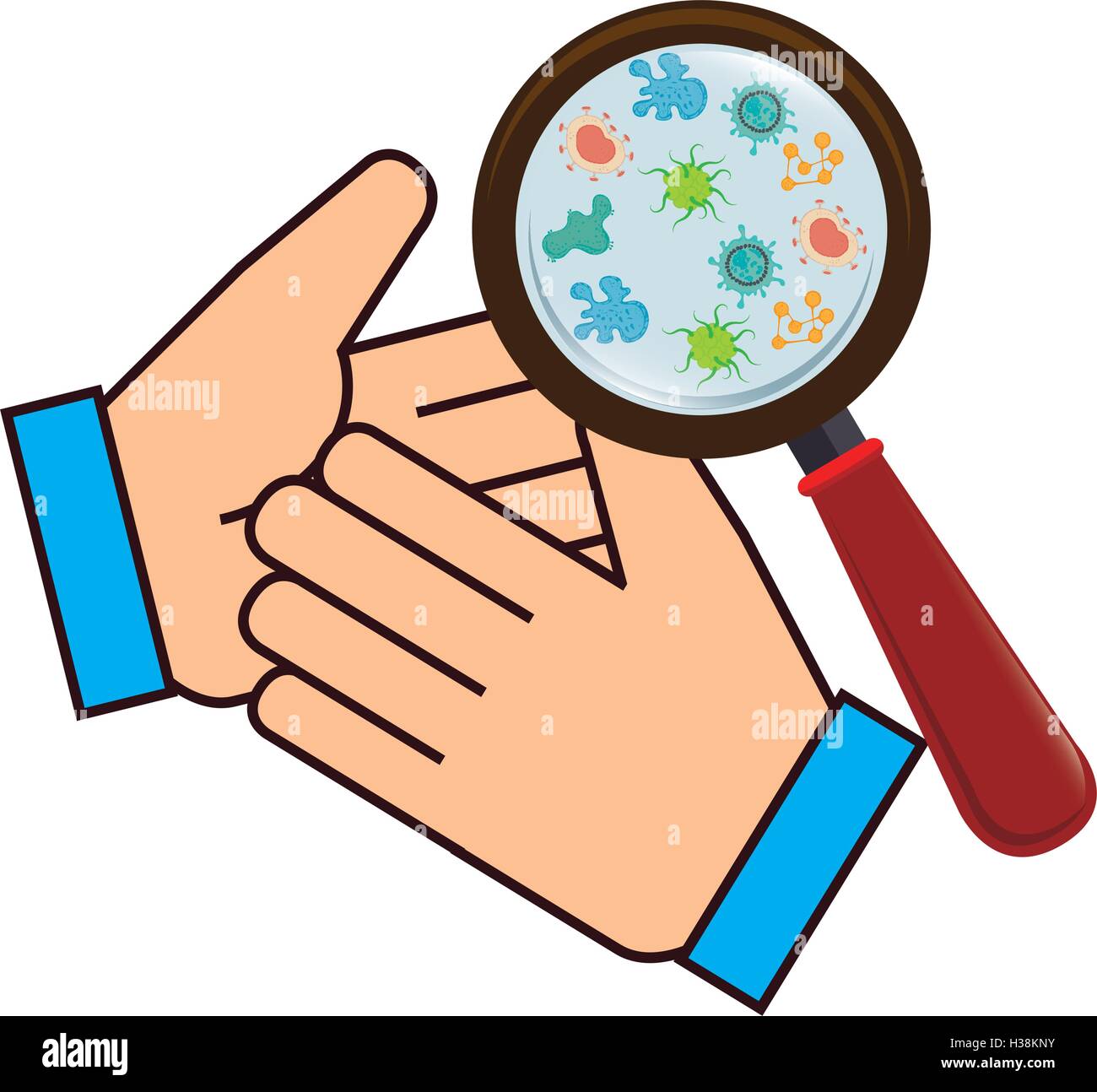 hand with bacteria germs Stock Vector Image & Art - Alamy